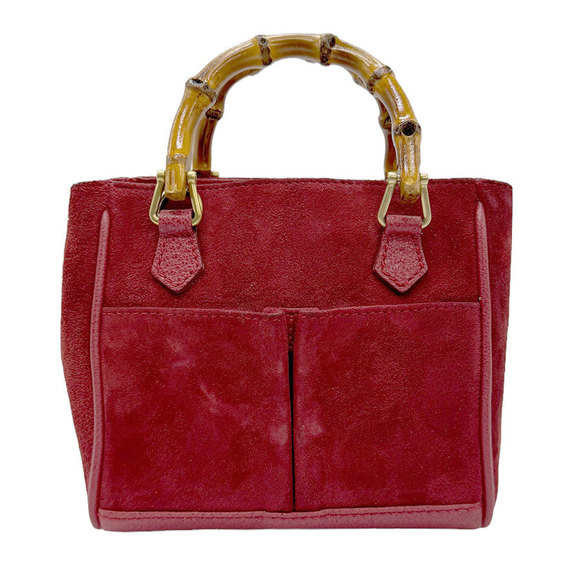 Gucci | Bags | Gucci Bamboo Suede Shoulder Bag Red | Poshmark